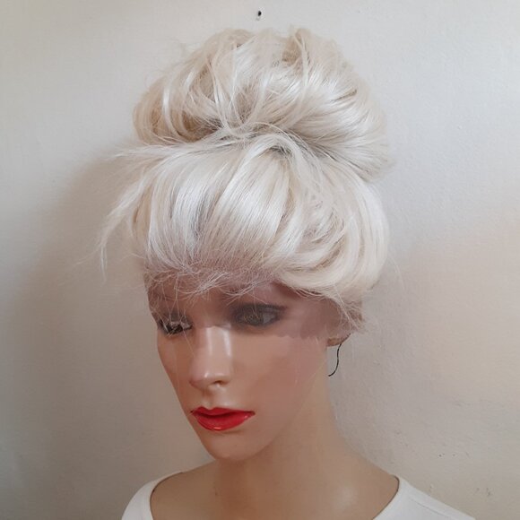 Hair | Updo Wig Blonde 613 Wig Human Hair Blend 36 Updo Lace Front Wig ...